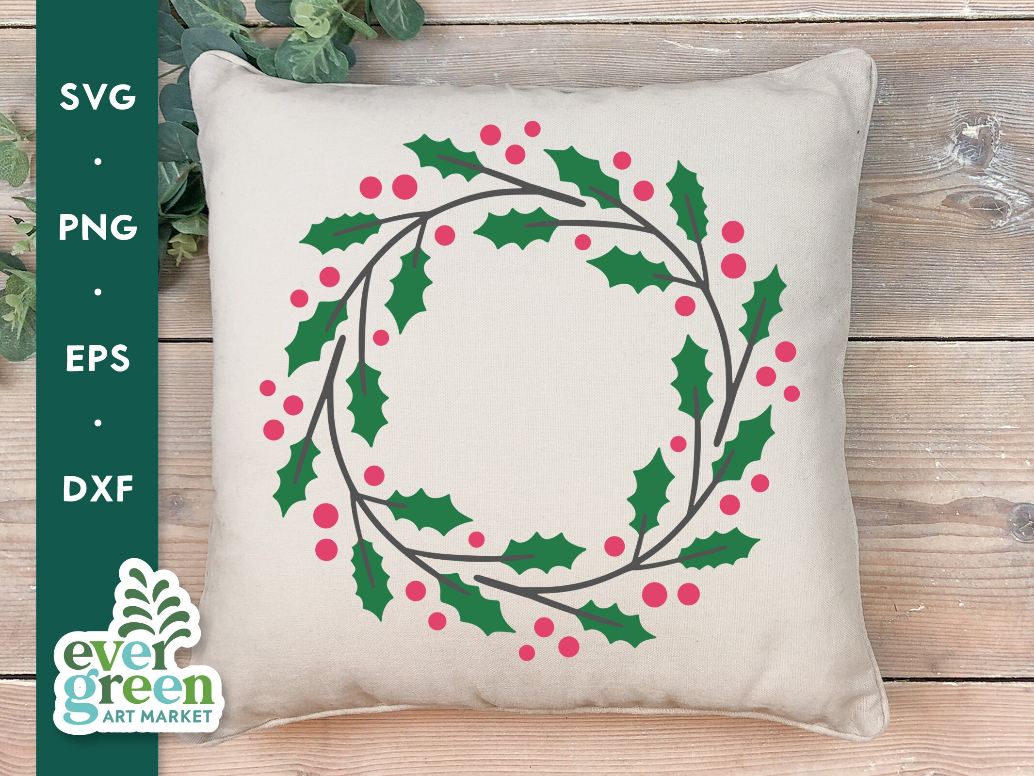 Holly Wreath Svg Christmas Wreath Svg Mistletoe Wreath Svg - Etsy