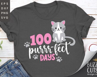 100 Days Cat Svg - Etsy