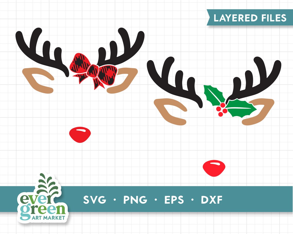 Reindeer Monogram Svg, Reindeer Frame Svg, Christmas Reindeer Faces Svg ...