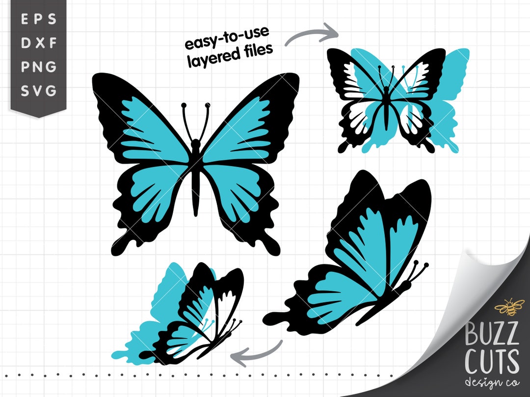 Butterfly SVG, layered butterflies svg, simple easy hand drawn ...