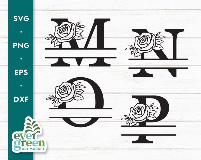 Floral Split Monogram Svg, Initial Svg, Split Letter Svg, Alphabet Svg ...