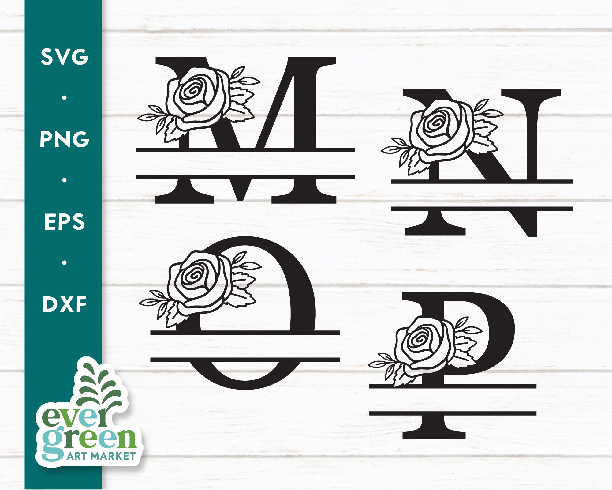 Floral Split Monogram Svg, Initial Svg, Split Letter Svg, Alphabet Svg ...