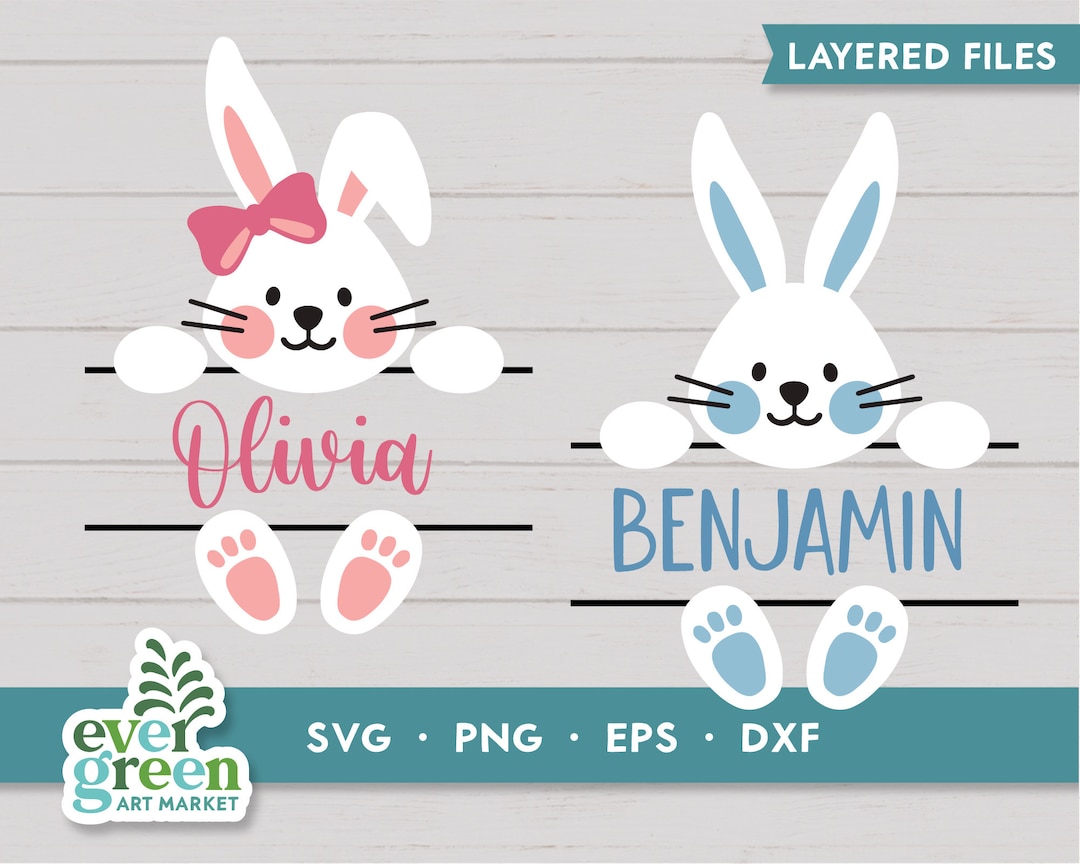 Easter Bunny Svg, Bunny Split Svg, Bunny Face Svg, Name Frame SVG ...