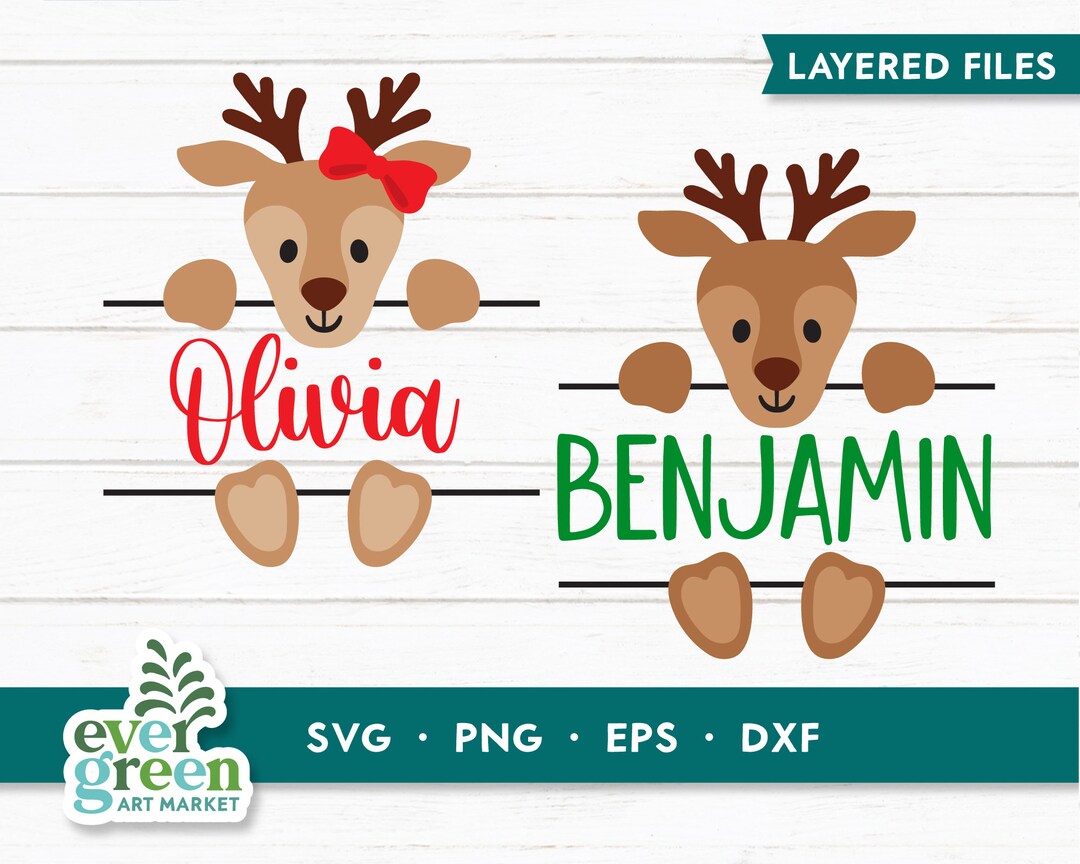 Reindeer Monogram Svg, Christmas Monogram Svg, Name Frame Svg, Reindeer ...