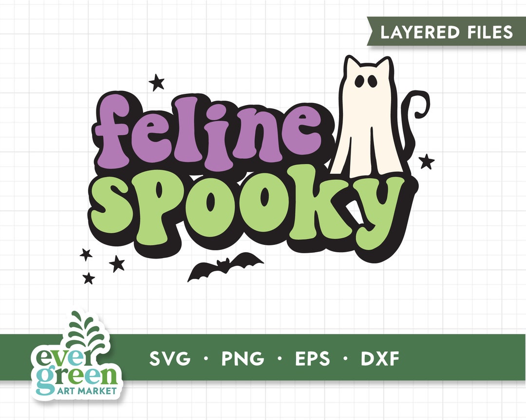Ghost Cat Svg, Halloween Cat Svg, Feline Spooky Svg, Retro Halloween ...