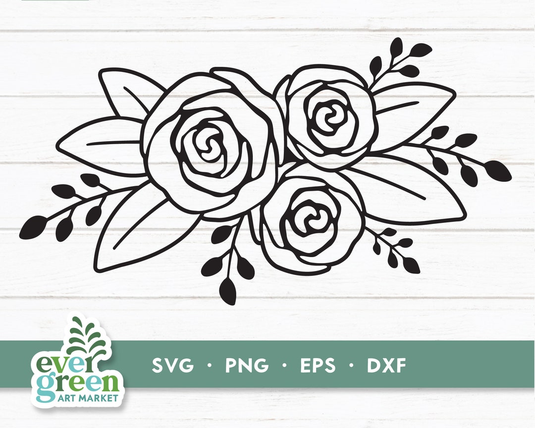 Hand Drawn Roses Svg, Botanical Svg, Floral Swag, Floral Border Svg ...