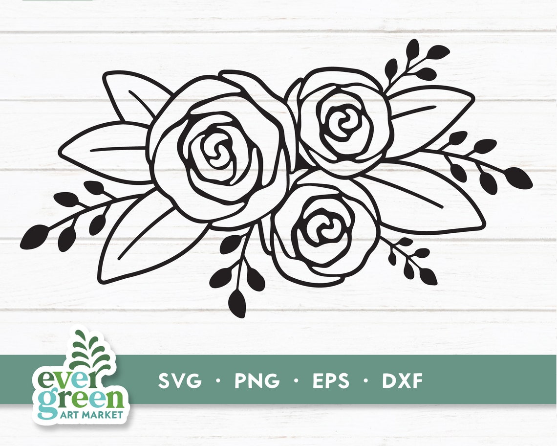 Hand Drawn Roses Svg Botanical Svg Floral Swag Floral - Etsy