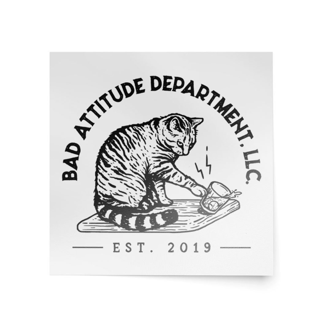 Bad Kitty Logo Sticker - White From Bad Attitude Dept - Etsy