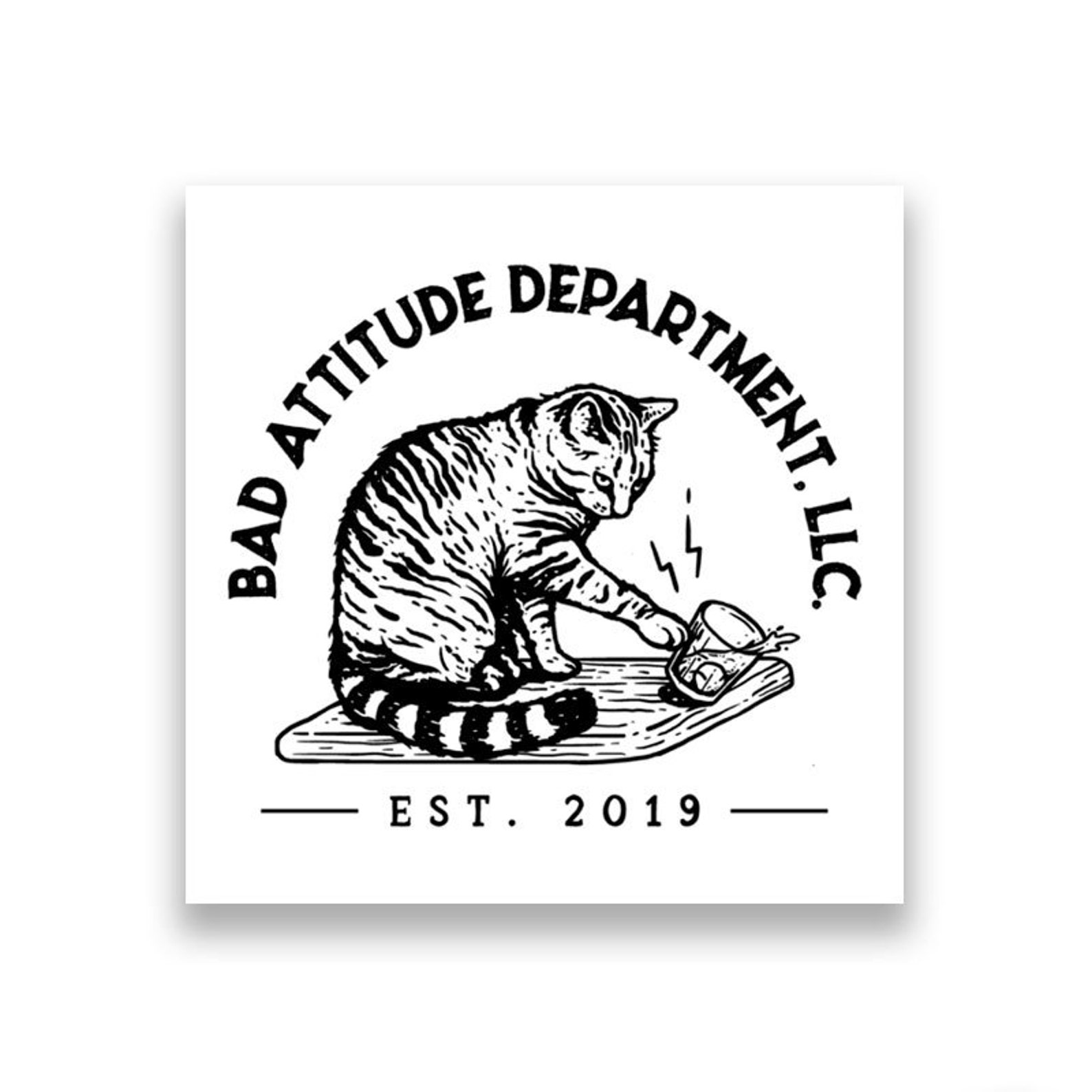 Bad Kitty Logo Sticker White From Bad Attitude Dept | Etsy