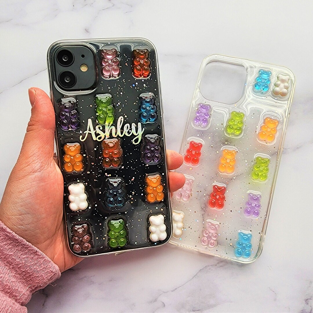 Customizable 3D Gummy Bear Holographic Rainbow TPU Cartoon 3D Clear ...
