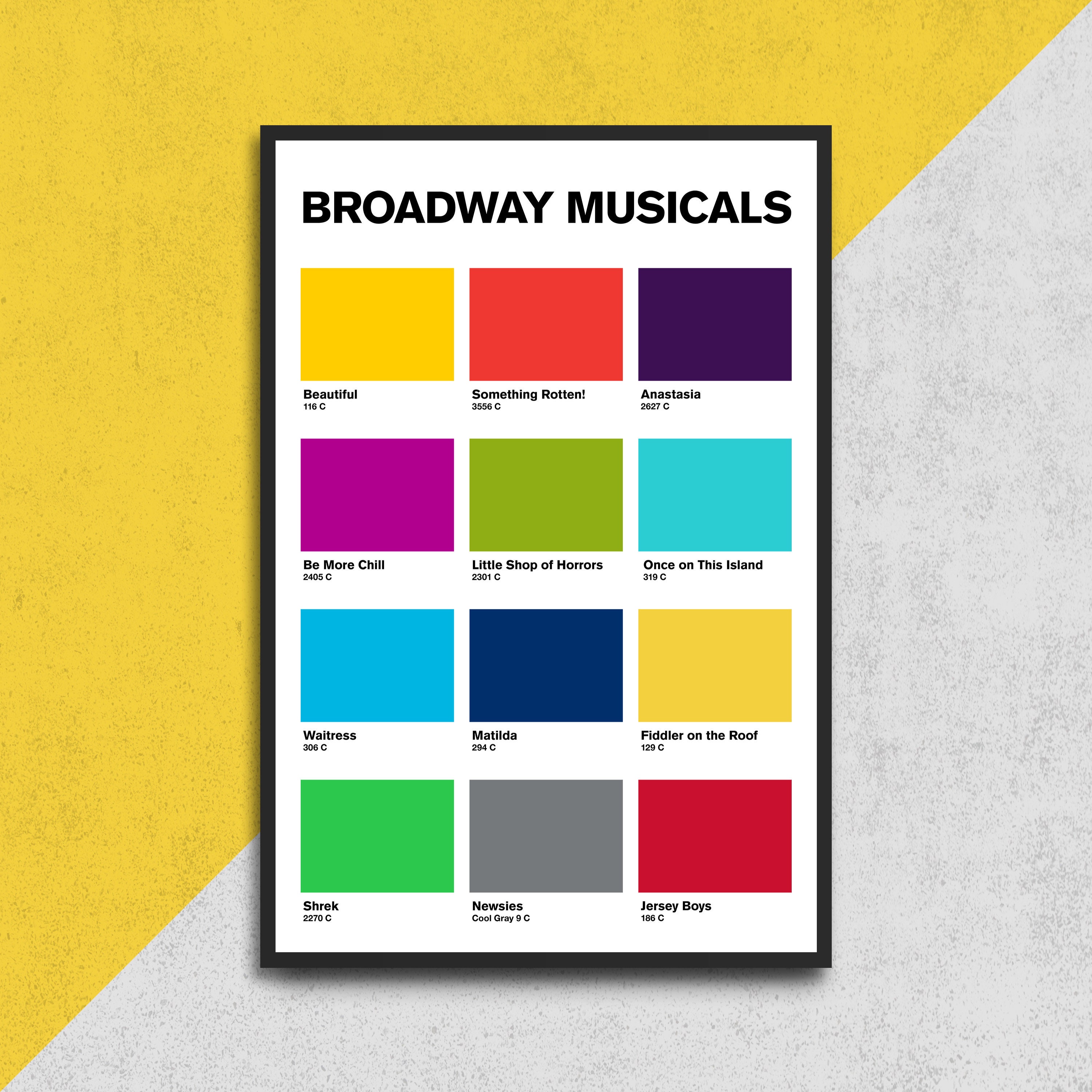 CUSTOM BROADWAY POSTER, 12 Pantone Color Swatches, Musical Theater ...