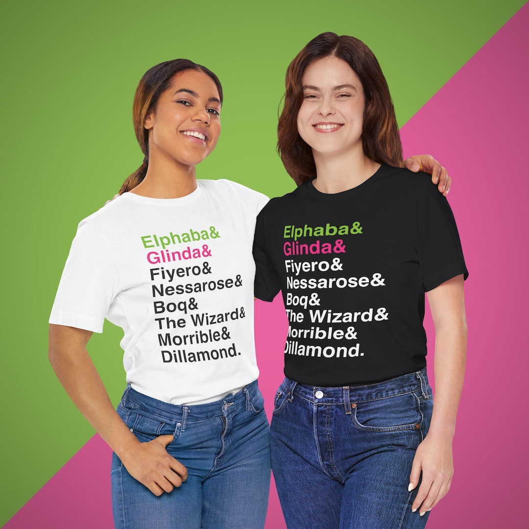 Wicked Character Names Tshirt, Elphaba, Glinda, Broadway Musical ...