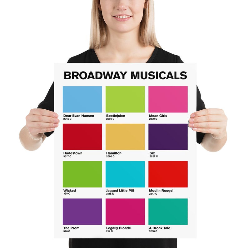 CUSTOM BROADWAY POSTER, 12 Pantone Color Swatches, Musical Theater ...