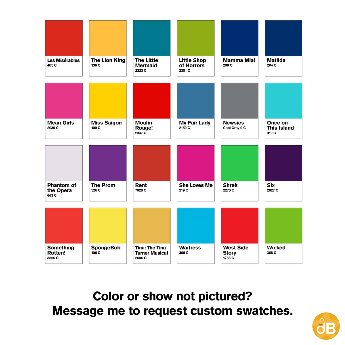 CUSTOM BROADWAY POSTER Pantone Color Swatches Musical - Etsy