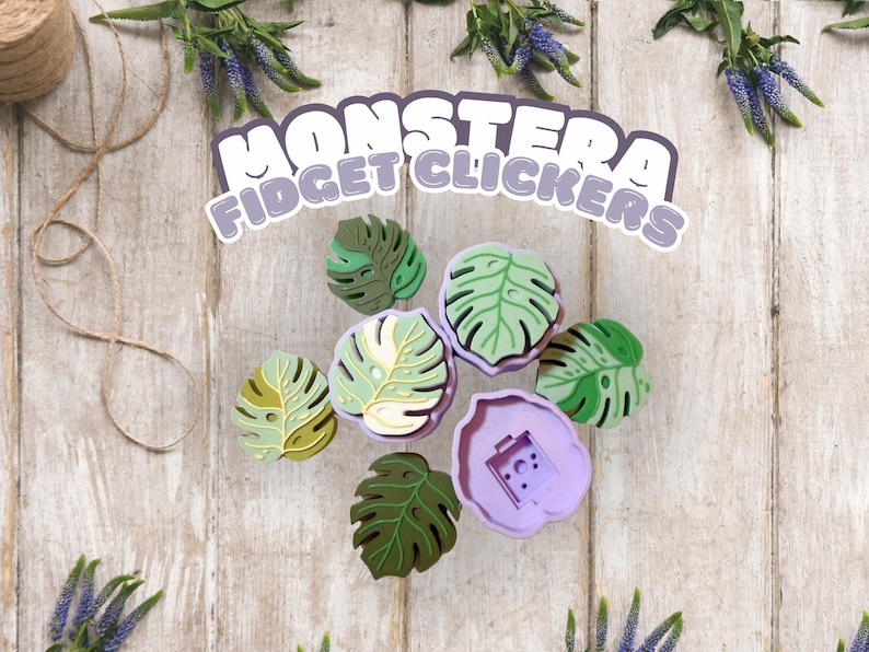 Monstera Leaf Fidget Clicker | 3D Printed Plant Toy | Split-tone ...