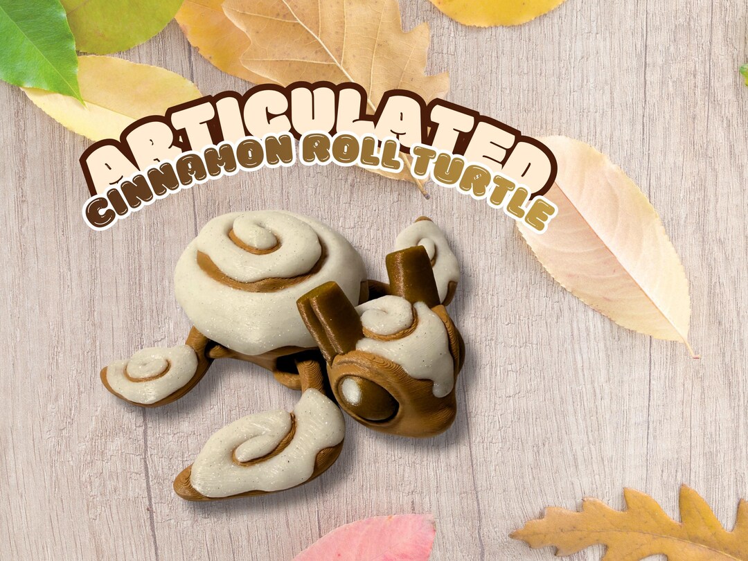 Cinnamon Roll Turtle Fidget | 3D Printed | Articulated Toy | Glittery ...