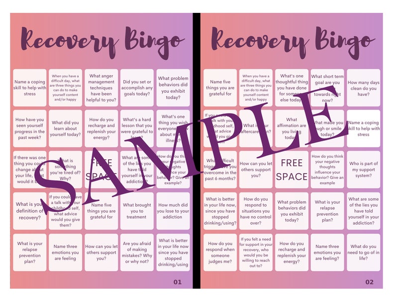 Recovery Bingo | Sobriety Games | Print at Home - Etsy