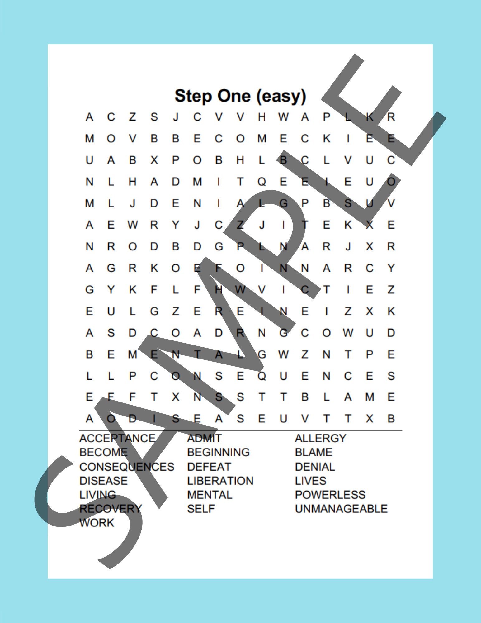 12 Step Recovery Word Search Bundle | Sobriety Games | Print at Home - Etsy