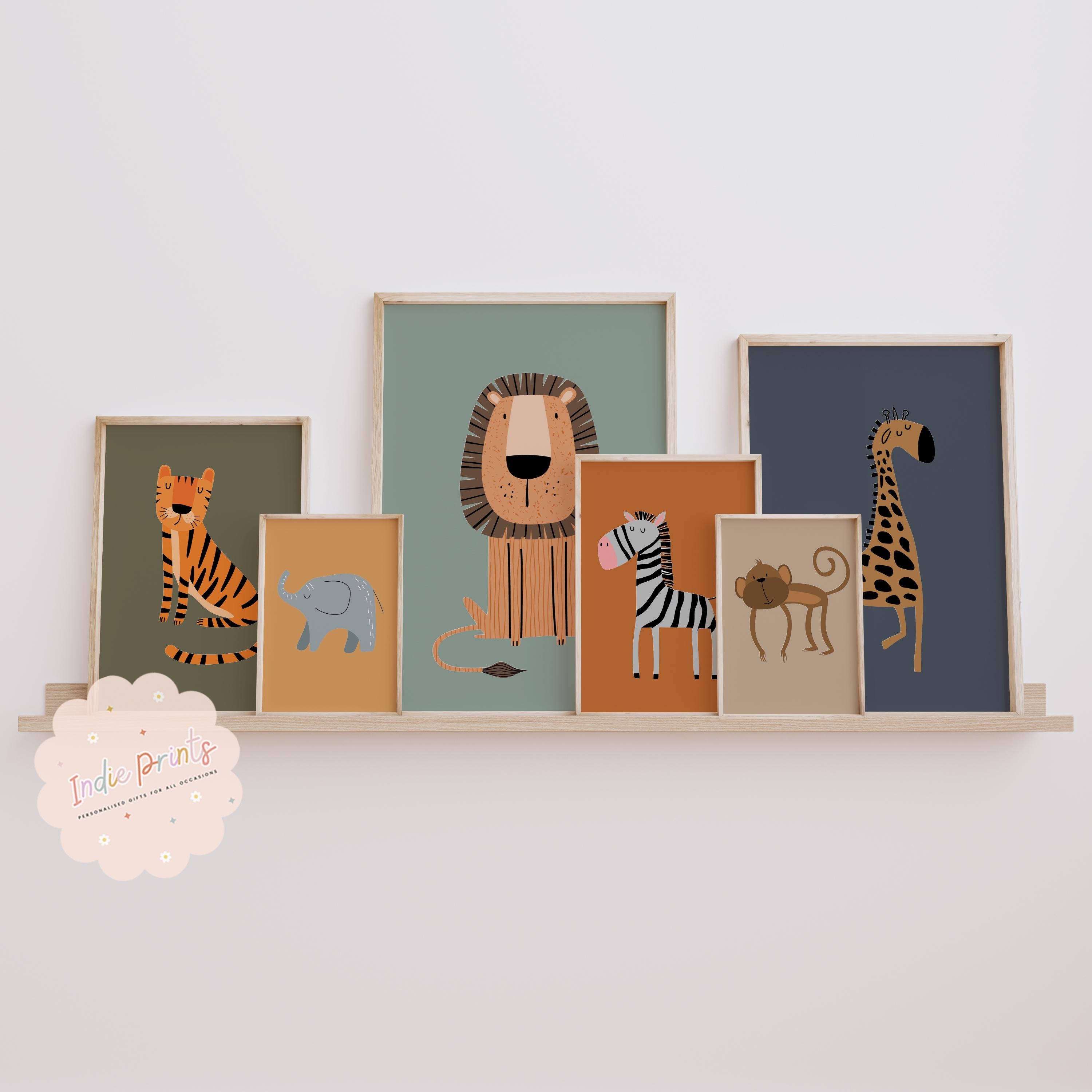 Safari Animal Prints Set, Jungle Animal Prints, Safari Nursery Decor ...