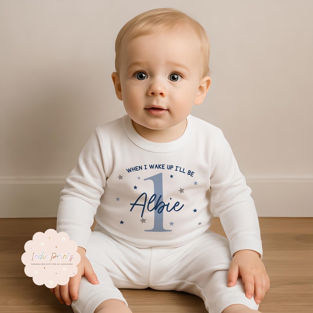 Personalised 1st Birthday Pyjamas, When I Wake up I Will Be 1, First ...