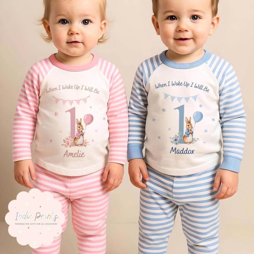 Personalised Baby Toddler Pyjamas, When I Wake up I'll Be 1 Birthday ...