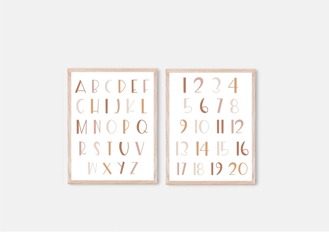 Alphabet and Numbers Print, Alphabet Print, Numbers 1-20, Learning ...
