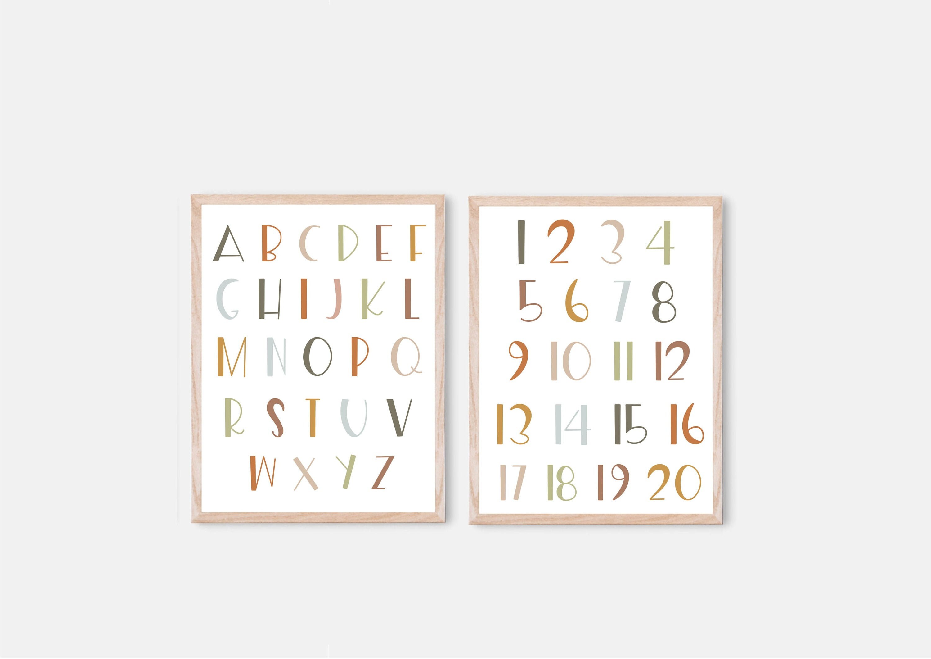 Alphabet and Numbers Print Alphabet Print Numbers 1-20 - Etsy