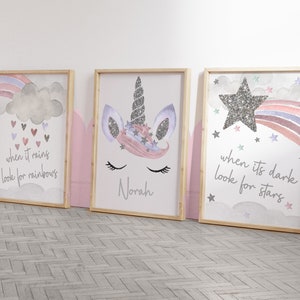 Girls Bedroom Prints,unicorn Prints,nursery Decor,rainbow, Decor ,pink ...