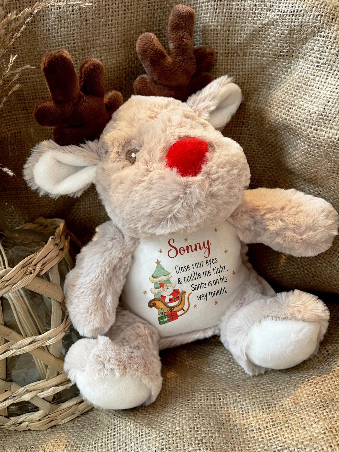 Personalised Small Rudolf Reindeer, Teddy Bear, Christmas Eve Box ...