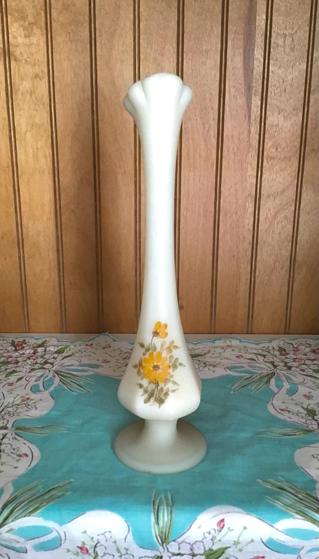 Fenton Bud Vase, Small Swung Vase, Hand Painted Bud Vase, Artist Signed ...