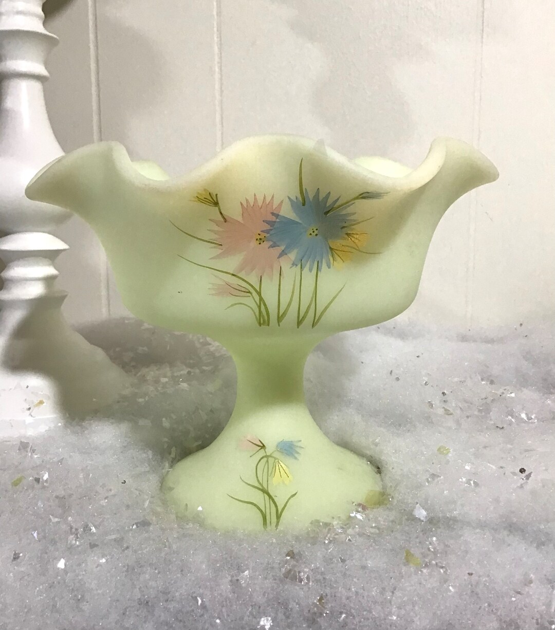 Fenton Dianthus Custard Compote, Fenton Uranium Glass, Fenton Compote ...