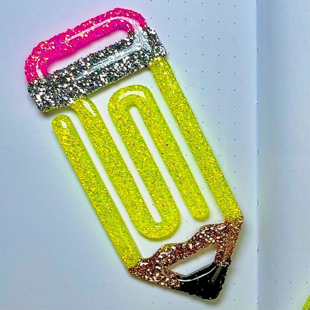 Glitter Pencil Acrylic Jumbo Paperclips, Glitter Paperclips, Teacher ...