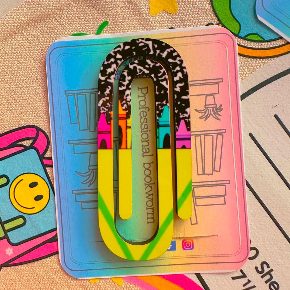 Teacher Acrylic Jumbo Paperclips, Glitter Paperclips, Teacher Bookmarks ...