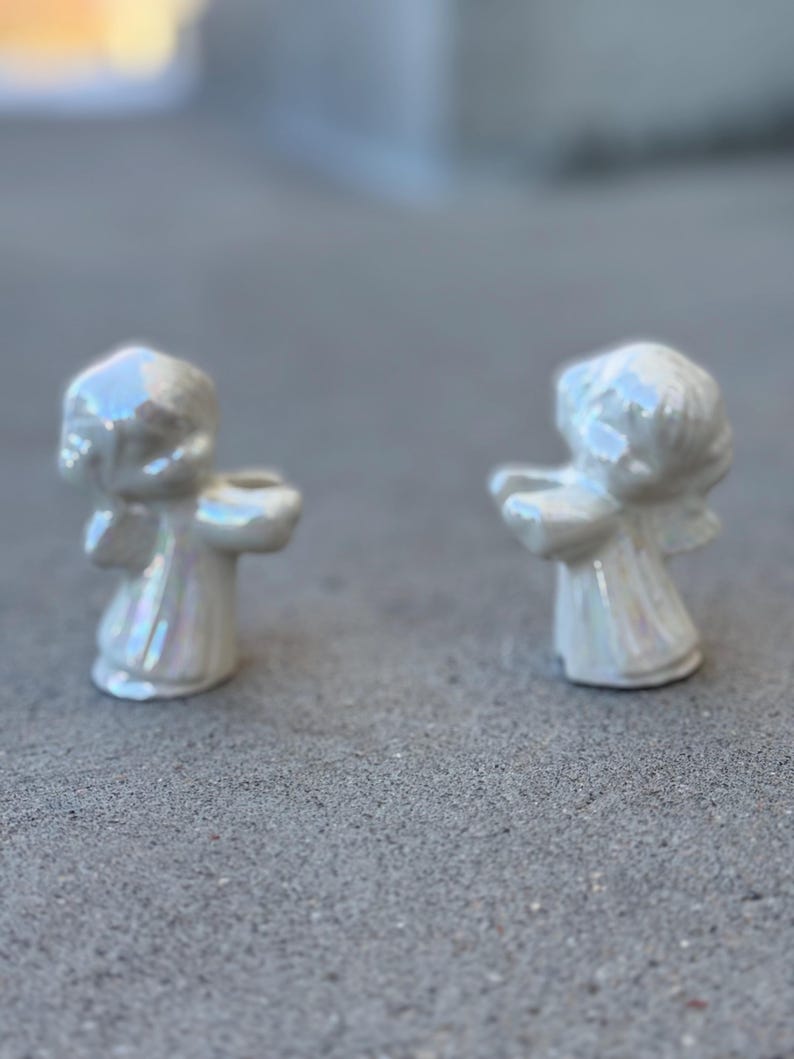 White Iridescent Angel Candle Huggers, Set of 2 - Etsy