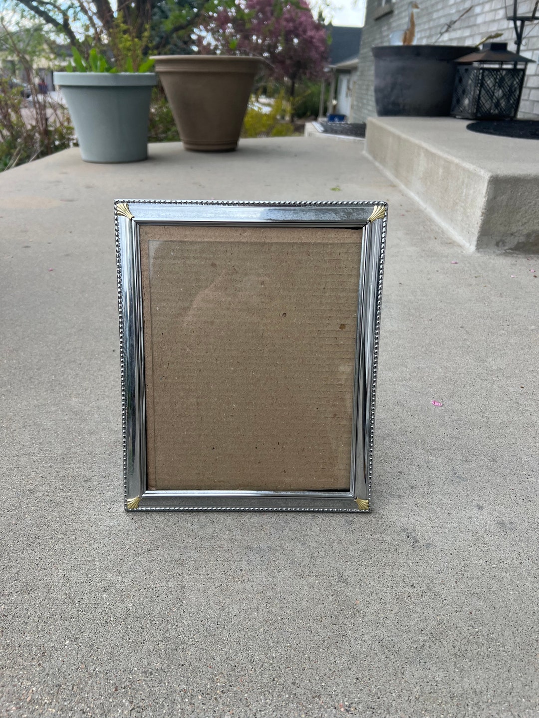 Silver 8x10 Picture Frame With Gold Decorative Corners - Etsy