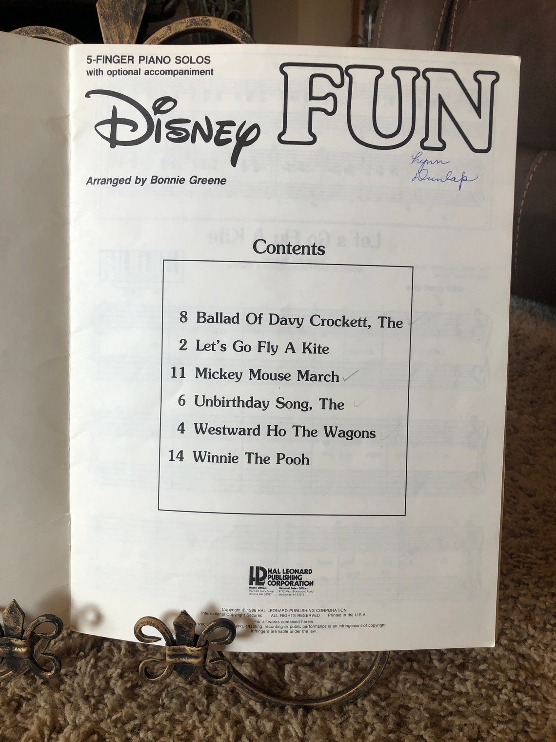 Disney Fun 1986 5-finger Piano Solos Book - Etsy
