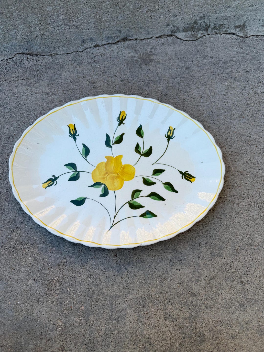 Ceramic Yellow Flower Serving Platter - Etsy