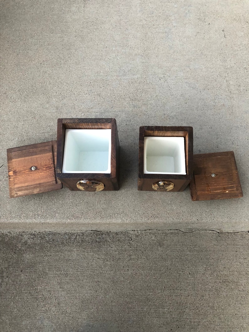 Set of 2 Wood Canisters With Kitchen Motif - Etsy