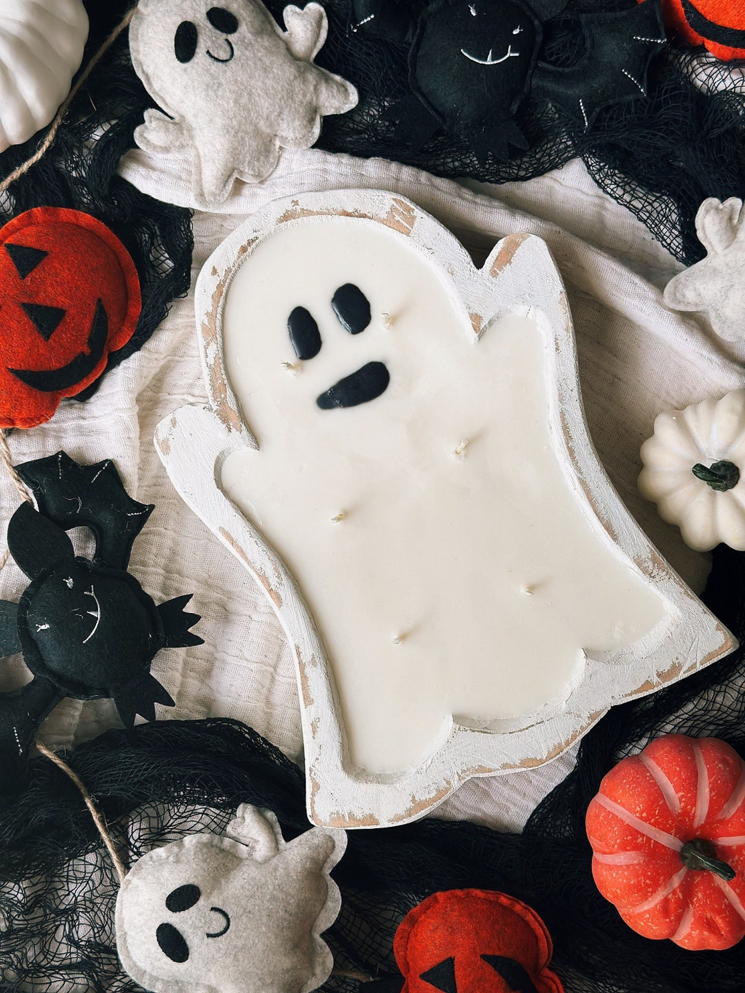Ghost Bowl Candle Ghost Candle Ghost Dough Bowl Halloween Dough Ball ...