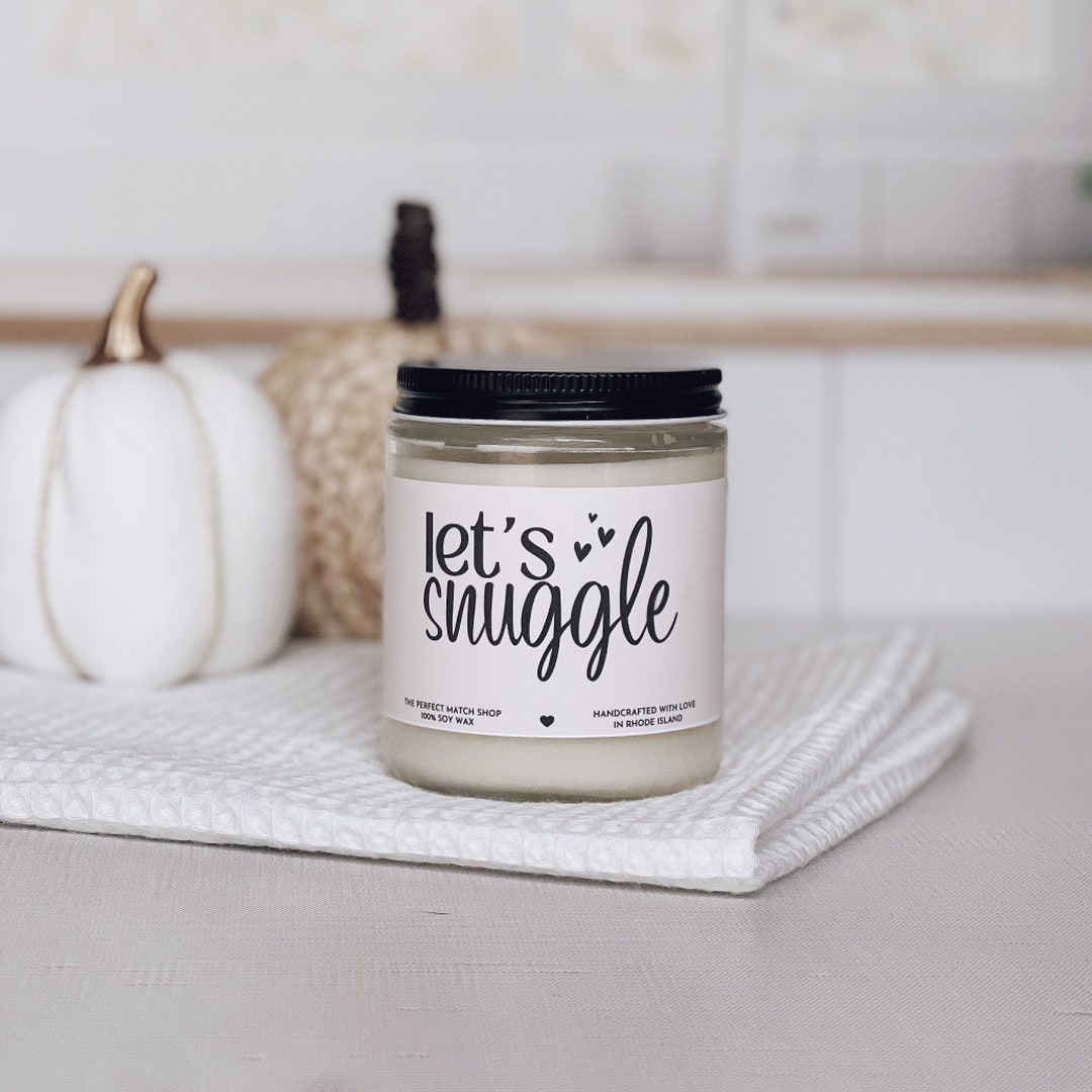 Let's Snuggle Cute Candle, Cozy Candles, Fall Candle Decor, Fall ...