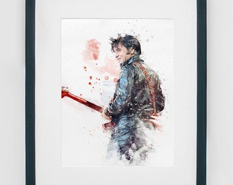 Elvis Presley Portrait 01 in Pen & Watercolor Fine Art Print Glicee ...