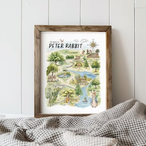 Peter Rabbit Watercolor Map Art Print, Nursery Art, Easter Print ...