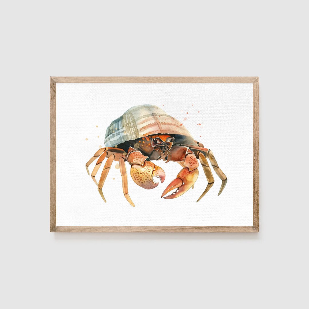 Watercolor Hermit Crab Art Print, Sea Life Prints, Food Art, Kitchen ...