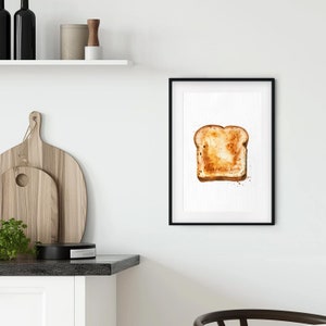 Toast Watercolor Print, Food Art, Kitchen Wall Art Decor, Kitchen Gift ...