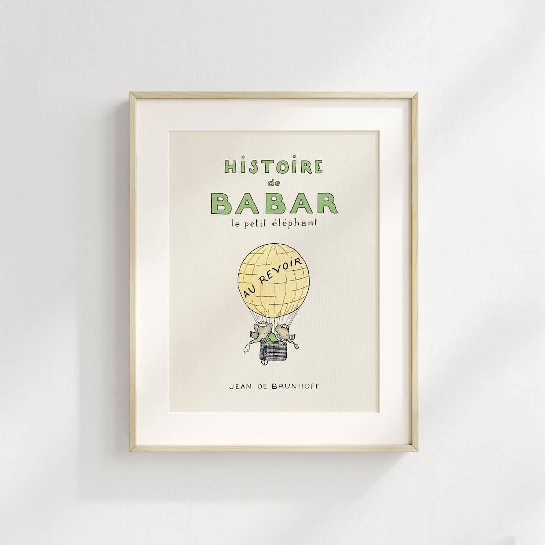 Babar the Elephant Wall Decor, Hot Air Balloon Nursery Decor, Retro ...