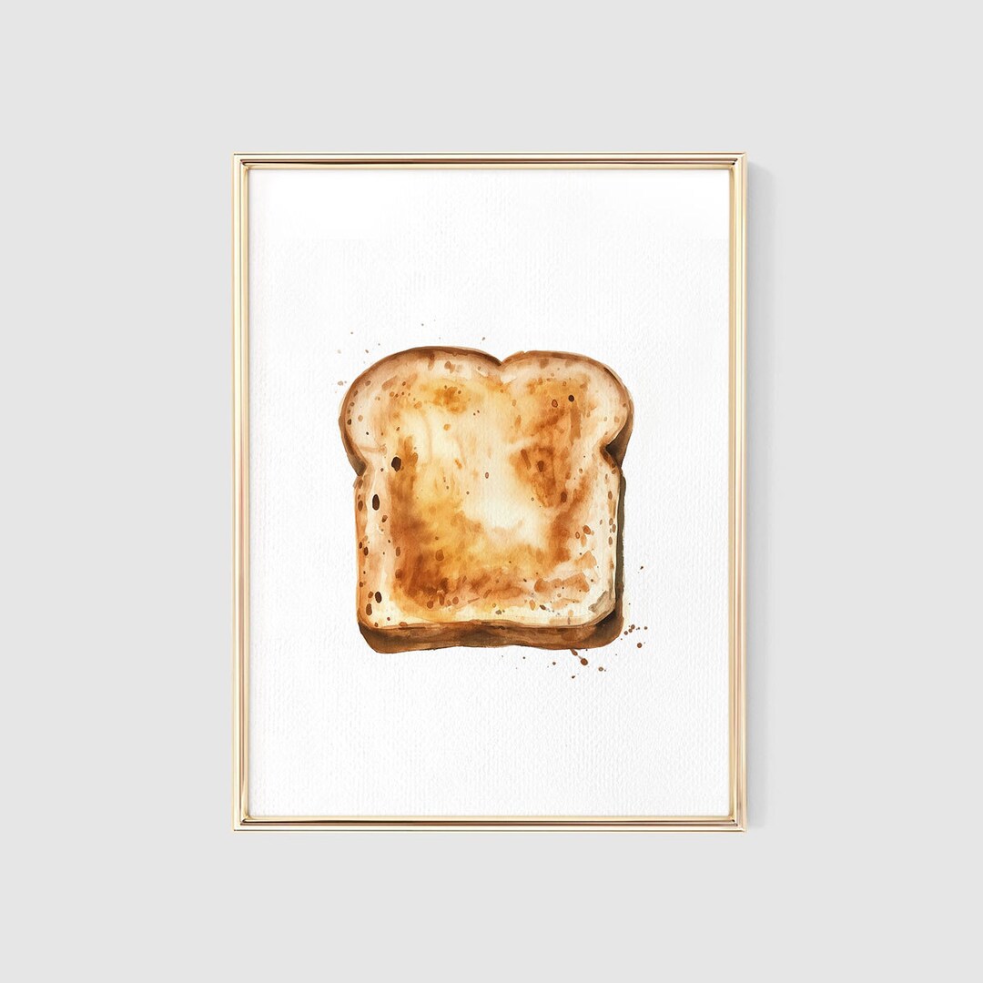 Toast Watercolor Print, Food Art, Kitchen Wall Art Decor, Kitchen Gift ...