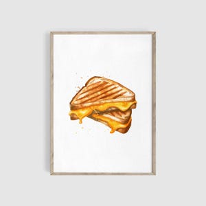 Grilled Cheese Sandwich Watercolor Print, Food Art, Kitchen Wall Art ...