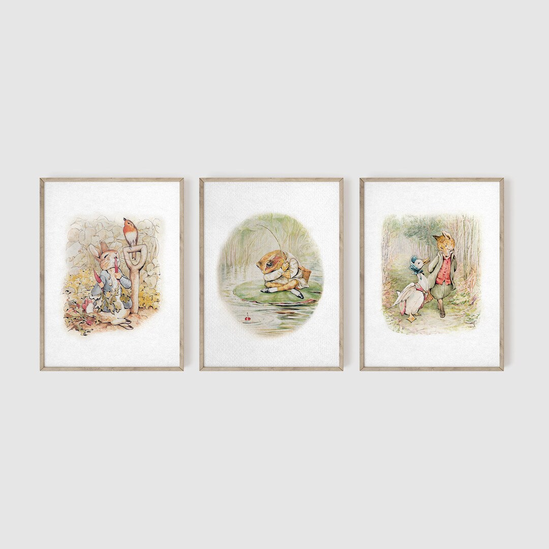 Beatrix Potter Nursery Wall Art, Set of 3, Peter Rabbit Prints, Beatrix ...