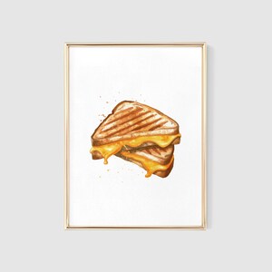 Grilled Cheese Sandwich Watercolor Print, Food Art, Kitchen Wall Art ...