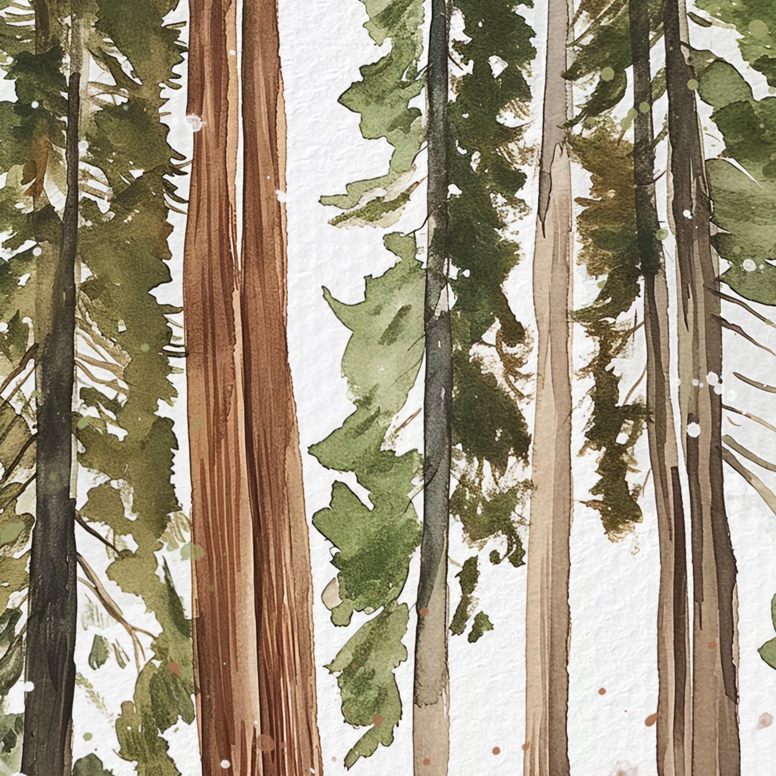 Redwoods Print, Watercolor Trees, Pine Trees Print, Tree Art, Tree ...